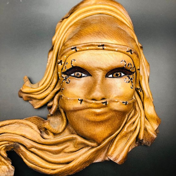 Handmade | Art | Rare Vtg Turkish Hand Crafted Leather Art Mask Ethnic ...